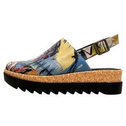 DOGO Damen Clog "Akita Live And Save Damen Sandalen", Gr. 39, blau, Lederimitat, Schuhe, Handgefertigt