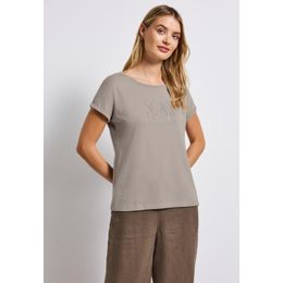 Street One Damen T-Shirt, beige, Gr. 36, unifarben, Web, 50% Baumwolle, 50% Modal, Shirts, im soften Baumwoll-Mix