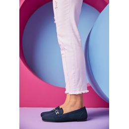 ANISTON SHOES Damen Loafer, Gr. 36, blau, Textil, Veloursleder, Schuhe, Slipper, Schlupfschuh, Flat, Schmuckspange - NEUE KOLLEKTION