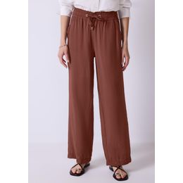 Damen Stoffhose, braun, Gr. 40, STREET ONE STUDIO, unifarben, Stoff, 84% Viskose, 16% Polyamid, Hosen, High Waist