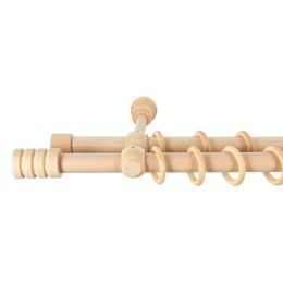 Gardinenstange SN DECO GROUP, L:140cm, beige, Holzwerkstoff, Gardinenstangen, "Pisa", 28 mm, Holz, verschiedene L&auml;ngen und Farben, Komplettset