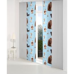 Schiebegardine WIRTH, B:60cm H:145cm, blau, Satin, Polyester, Gardinen, "Pets", Universal Pictures