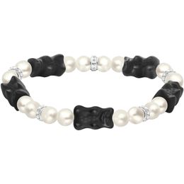 Thomas Sabo Damen Armband "Thomas Sabo x HARIBO Schmuck: Perlenarmband mit Goldb&auml;ren", 17, Perlen Silber 925 (recycelt), silber, Perlen, Silber 925