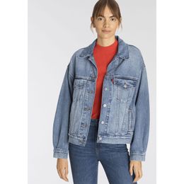 Levi's LEVI'S Damen Jeansjacke "90S TRUCKER", blau, Gr. S, used, Denim/Jeans, Obermaterial: 79% Baumwolle, 21% Lyocell, Jacken, mit Umlegekragen