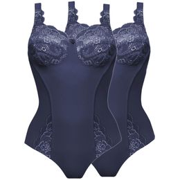 SuSa Damen Body "2er Pack Body ohne B&uuml;gel Latina", Gr. 85, blau, Obermaterial: 78% Polyamid PA. 15% Elasthan EL. 7% Baumwolle CO., Bodys