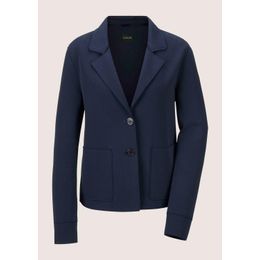 Madeleine Mode MADELEINE Damen Outdoorjacke "Kurzblazer Trendiger Blazer mit grafischem Muster", blau, Modern, Gr. 38, Obermaterial: 74% Baumwolle CO. 21% Polyester