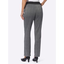 Classic Basics Damen Webhose, schwarz, Gr. 56, Glencheckmuster, Hahnentrittmuster, gemustert, 95% Polyester, 5% Elasthan, Hosen