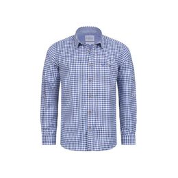 N&uuml;bler N&Uuml;BLER Jungen Trachtenhemd "Trachtenhemd Langarm Sepp", blau, Gr. M, Obermaterial: 55% Baumwolle CO. 45% Polyester PES., Hemden
