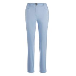 GOLDNER Damen Stoffhose "Leichte Baumwoll-Hose CARLA", blau, Gr. 56, Obermaterial: 98% Baumwolle CO. 2% Elasthan EL., Hosen