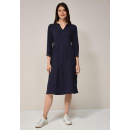 Cecil Damen Midikleid, blau, Gr. XL, unifarben, Stoff, 56% Viskose, 43% Polyester, 1% Elasthan, Kleider, knielang