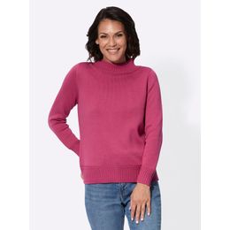 Casual Looks Damen Stehkragenpullover "Stehkragen-Pullover", pink, Gr. 38, unifarben, 50% Baumwolle, 50% Polyacryl, Pullover