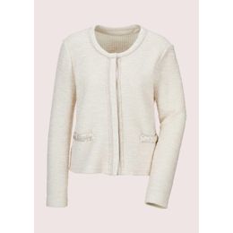 Madeleine Mode MADELEINE Damen Kurzjacke "Sweatjacke Kurze Sweat-Jacke mit Pailletten", beige, Gr. 44, Obermaterial: 90% Baumwolle CO. 4% Polyacryl PAN. 2% sonstige