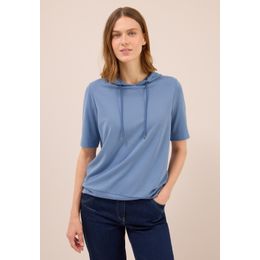 Cecil Damen Kapuzenshirt, blau, Gr. XL, unifarben, Stoff, 58% Modal, 42% Polyester, Shirts, mit Kapuze mit Tunnelzugband