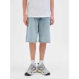 Jack & Jones Jungen Shorts "JJIALEX mit Relaxed Fit und hoher Taille", blau, Gr. 158, JACK & JONES JUNIOR, unifarben, Web, Obermaterial: 100% Baumwolle, Hosen,