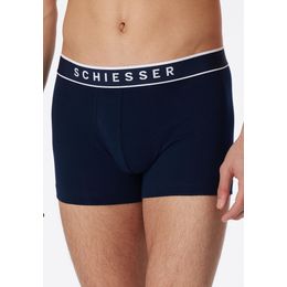 Schiesser Herren Boxer "95/5", Gr. 5, blau, Single Jersey, Obermaterial: 95% Baumwolle, 5% Elasthan, unifarben mit Farbeinsatz, Unterhosen, mit