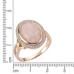 ZEEme Damen Fingerring "Silber 925 ros&eacute;-vergoldet mit echtem Rosenquarz und Zirkonia", 060 (19,1), Silber 925 (Sterlingsilber), rot, Silber 925