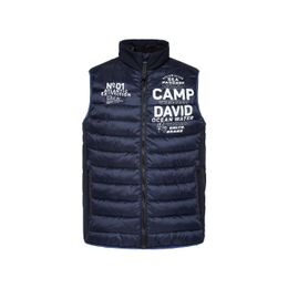 CAMP DAVID Herren Steppweste, blau, Gr. S, bedruckt, Web, Material: 100% Polyester, Futter: 100% Polyester, F&uuml;llung: 100% Polyester, Westen, mit