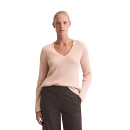 Marc O'Polo MARC O'POLO Damen V-Ausschnitt-Pullover, rosa, Gr. XS, Strick, Obermaterial: 100% Baumwolle, Pullover