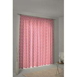 Vorhang Adam, B:145cm H:175cm, pink, Jacquard, Baumwolle (Bio-Baumwolle), Wohnzimmer, Gardinen, "Retro Floret", aus 100% Bio-Baumwolle