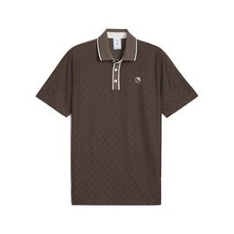 Puma Herren Poloshirt "Puma x ARNOLD PALMER Tipped Golf Jacquard-Polo Herren", braun, Gr. XXXL, gestreift, 87% Polyester, 13% Elasthan, Shirts