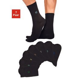 H.I.S. H.I.S Herren Basicsocken, Gr. 39, schwarz, Baumwolle, Baumwollmischung, Elasthan, Polyamid, unifarben, Socken, mit Komfortbündchen