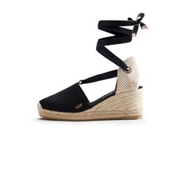 VISCATA Damen Espadrille "Escala", Gr. 40schwarz, Textil, Schuhe, mit Keilabsatz und eleganter Kn&ouml;chelschn&uuml;rung