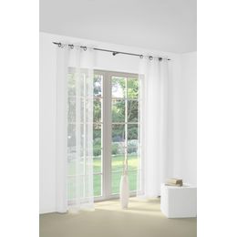 Vorhang WIRTH, B:140cm H:225cm, wei&szlig;, Polyester, Wohnzimmer, Gardinen, "Bettina", Store