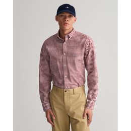 Gant Herren Langarmhemd "REG POPLIN GINGHAM SHIRT", rot, Gr. XXXL, Web, Obermaterial: 100% Baumwolle, Hemden, mit Logostickerei auf der Brust