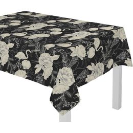 Tischdecke Adam, B:80cm L:80cm, schwarz-wei&szlig;, Bio-Baumwolle, Tischdecken, "Eden", aus 100% Bio-Baumwolle