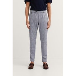 Bugatti Herren Chinohose, blau, Gr. 33, kariert, 77% Polyester, 17% Viskose, 6% Elasthan, Hosen, mit Stretchfunktion