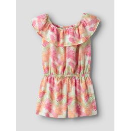 name it M&auml;dchen Kurzoverall "NKFVINAYA PLAYSUIT FFF", gr&uuml;n, Gr. 158, bedruckt, Web, Obermaterial: 98% Polyester, 2% Elasthan, Overalls, Kunstfaser,