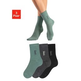 Bench. Damen Basicsocken, Gr. 35, schwarz, Baumwollmischung, uni und melange, Socken, mit Bench Stickerei
