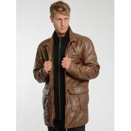 JCC Herren Lederjacke "3102236", braun, Gr. 58, Obermaterial: 100% Lammleder. Innenfutter oben: 100% Polyester. Innenfutter unten: 100% Baumwolle.