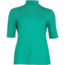 Seidel Moden Damen Stehkragenshirt, gr&uuml;n, Gr. 44, unifarben, Jersey, Obermaterial: 95% Viskose, 5% Elasthan, Shirts, im h&uuml;ftlangen Schnitt, MADE IN