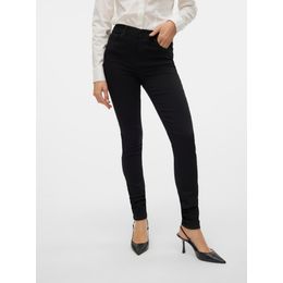 V&eacute;ro Moda VERO MODA Damen Skinny-fit-Jeans "VMTATIANA MR S PIPING JEANS", schwarz, Gr. L, unifarben, Denim/Jeans, Obermaterial: 50% Baumwolle, 38% Polyester,
