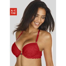 Vivance Damen Push-up-BH, Gr. 70, rot, Spitze, Obermaterial: 69% Polyamid, 21% Polyester, 10% Elasthan, BHs, mit Spitze in Leo-Optik mit