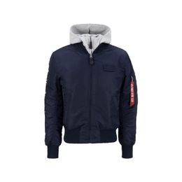 Herren Bomberjacke "MA-1 D-Tec Sleeve Embroidery", blau, Gr. S, Alpha Industries, Obermaterial: 100% Nylon, Futter: 100% Nylon, Kapuze: 75%