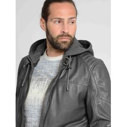 Maze Herren Lederjacke "42021309", grau, Gr. S, Obermaterial: 100% Lammleder; Futter: 100% Baumwolle; &Auml;rmelfutter: 100% Polyester; Kapuze: 52%
