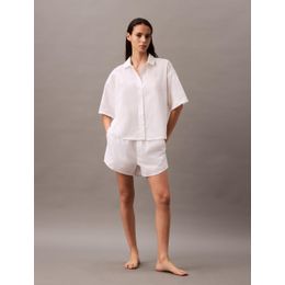 Damen Schlafshorts "LOGO WB POPLIN SHORT", Calvin Klein Underwear, Gr. XS, wei&szlig;, Popeline, Obermaterial: 100% Baumwolle, unifarben, Basic, Hosen, mit