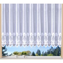 Weckbrodt-Gardinen Gardine WECKBRODT, B:750cm H:220cm, wei&szlig;, Jacquard, Polyester, Wohnzimmer, Gardinen, "Weimar", Jacquard, floral, Halbtransparent, Sockel, Bord&uuml;re,