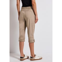 Street One Damen 3/4-Hose, beige, Gr. 36, unifarben, Web, 98% Baumwolle, 2% Elasthan, Hosen, Middle Waist