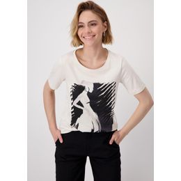 monari Damen T-Shirt "Shirt Lackdruck", beige, Gr. 38, bedruckt, gemustert, mehrfarbig, Web, Obermaterial: 50% Baumwolle, 50% Modal, Shirts, mit