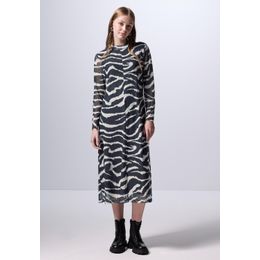 Damen Midikleid, grau, Gr. 34, STREET ONE STUDIO, animal-print, Stoff, Obermaterial: 94% Polyester, 6% Elasthan; Unterkleid: 100% Viskose, Kleider,