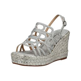 Alma en Pena Damen Keilsandalette "Alma en Pena Sandalen Textil", Gr. 37silber, Textil, Schuhe