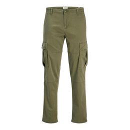 Jack & Jones Jungen Cargohose "JPSTKANE JJJONNIE CARGO JNR", gr&uuml;n, Gr. 140, JACK & JONES JUNIOR, unifarben, Web, Obermaterial: 98% Baumwolle, 2% Elasthan, Hosen