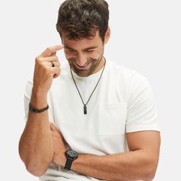 Fynch-Hatton Herren Fingerring "Schmuck Geschenk Edelstahl Ring Curb Kerben", 62, Edelstahl, 7mm, schwarz, Edelstahl, Fingerringe