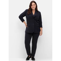sheego Damen Jackenblazer "Blazer", blau, Gr. 56, 100% Polyester, Blazer