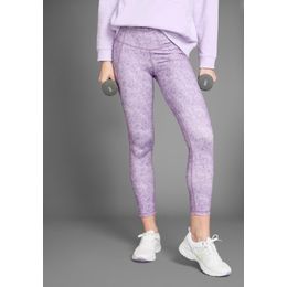 FAYN SPORTS Damen 7/8-Leggings, lila, Gr. 38, bedruckt, Doubleface, Obermaterial: 77% Polyester, 23% Elasthan, Hosen, mit hohem Bund