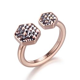 Kingka Damen Fingerring "GLAMOUR Brillo", 52, Edelstahl, 2,1mm, rosa, Edelstahl, Fingerringe, mit Markasit, Zirkonia (synth.)