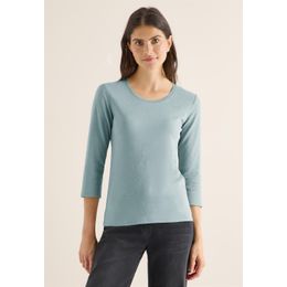 Rundhalsshirt Cecil, Damen, Gr. L (42), light mint blau, Web, 100% Baumwolle, unifarben, normal normal, Rundhals, abgesteppt, Shirts Rundhalsshirt, aus reiner Baumwolle
